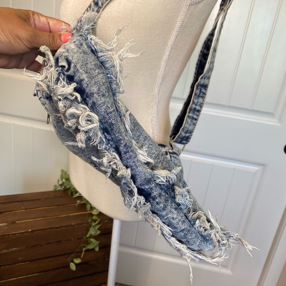 Unknown | Bags | Cool Distressed Acid Washed Frayed Denim Purse | Poshmark